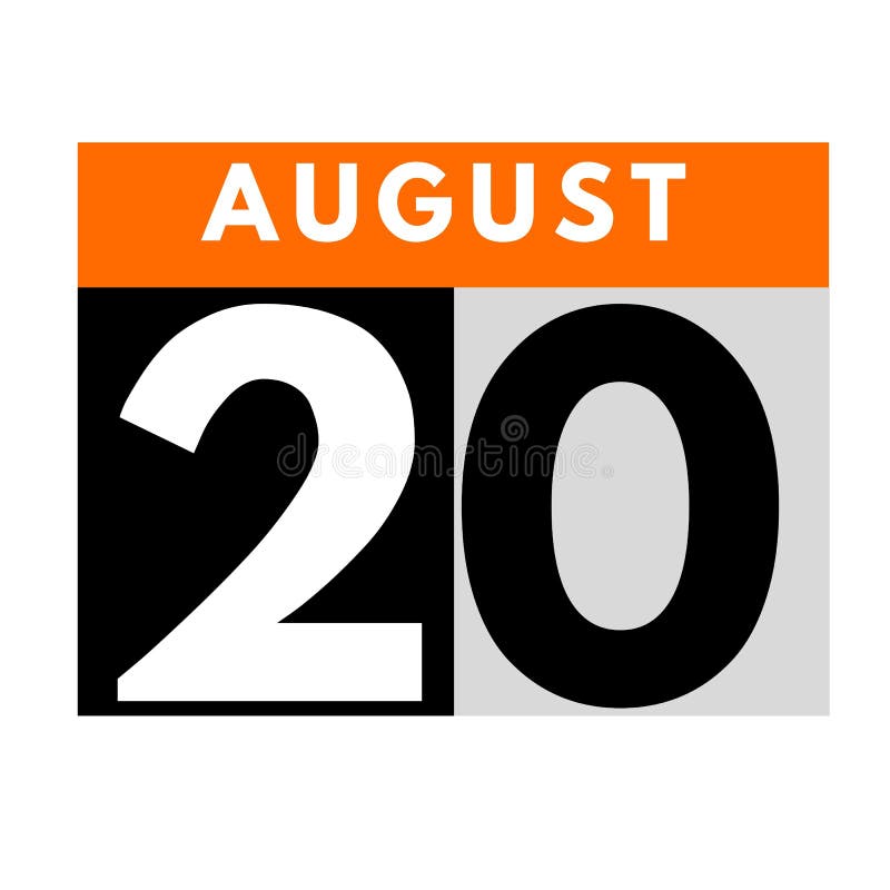 August 20 . Flat daily Calendar Icon .date ,day, Month Stock ...