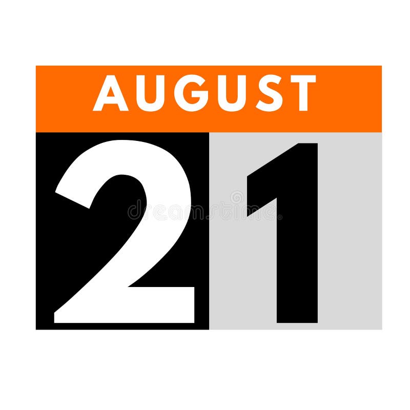 August 21 . Flat daily Calendar Icon .date ,day, Month Stock ...