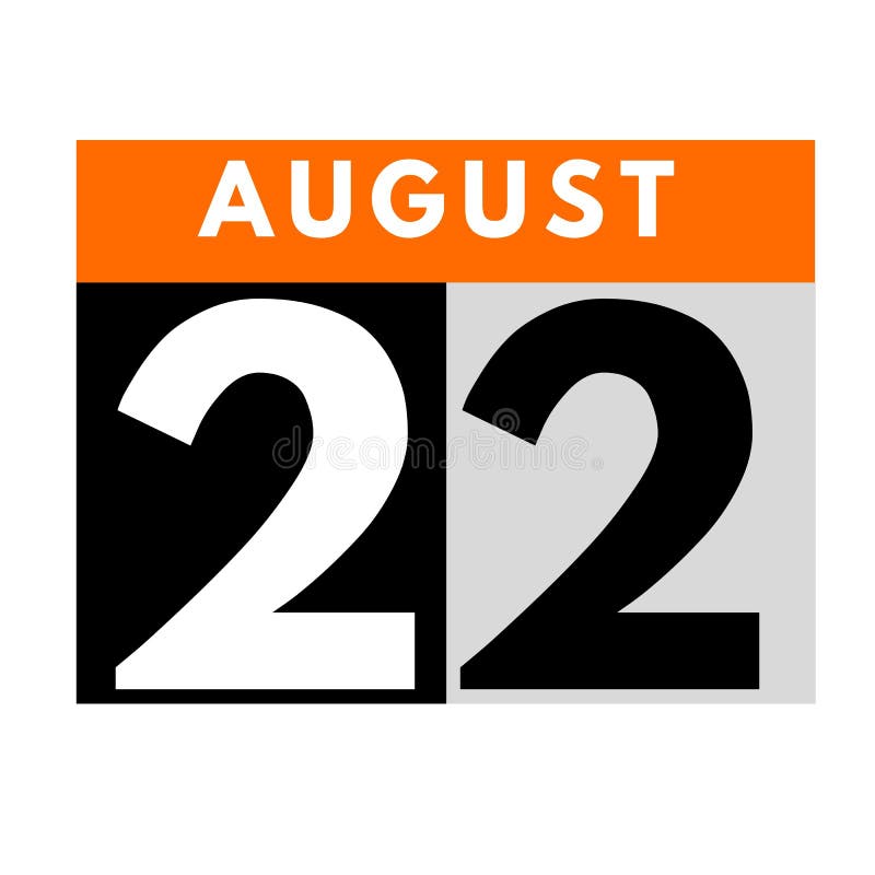 August 22 . Flat daily Calendar Icon .date ,day, Month Stock ...