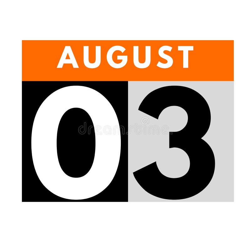 August 3 . Flat daily Calendar Icon .date ,day, Month Stock ...