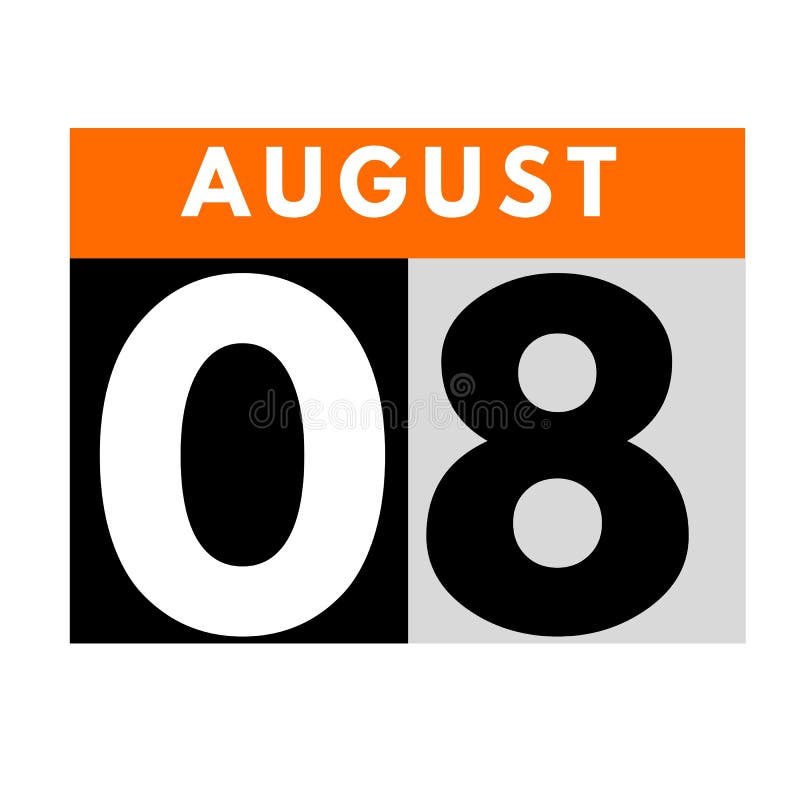 August 8 . Flat daily Calendar Icon .date ,day, Month Stock ...