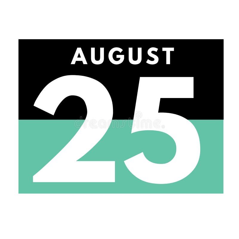 August 25 . Flat daily Calendar Icon .date ,day, Month Stock ...