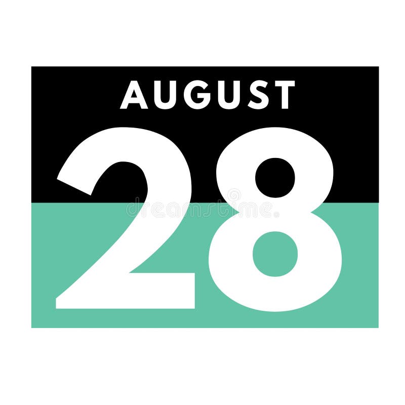 August 28 . Flat daily Calendar Icon .date ,day, Month Stock ...