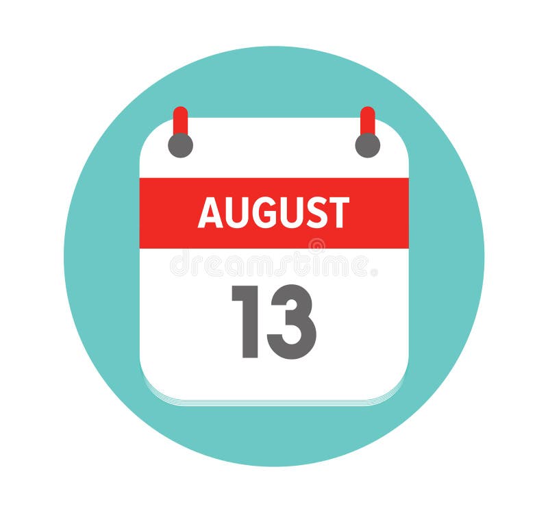 August 13.Flat daily Calendar Icon Stock Vector - Illustration of ... August 13.Flat daily Calendar Icon Stock Vector - Illustration of ...