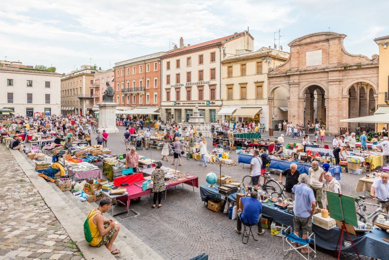 19 AUGUST 2016. Flea Market at the Old Square in Rimini Editorial Image ...