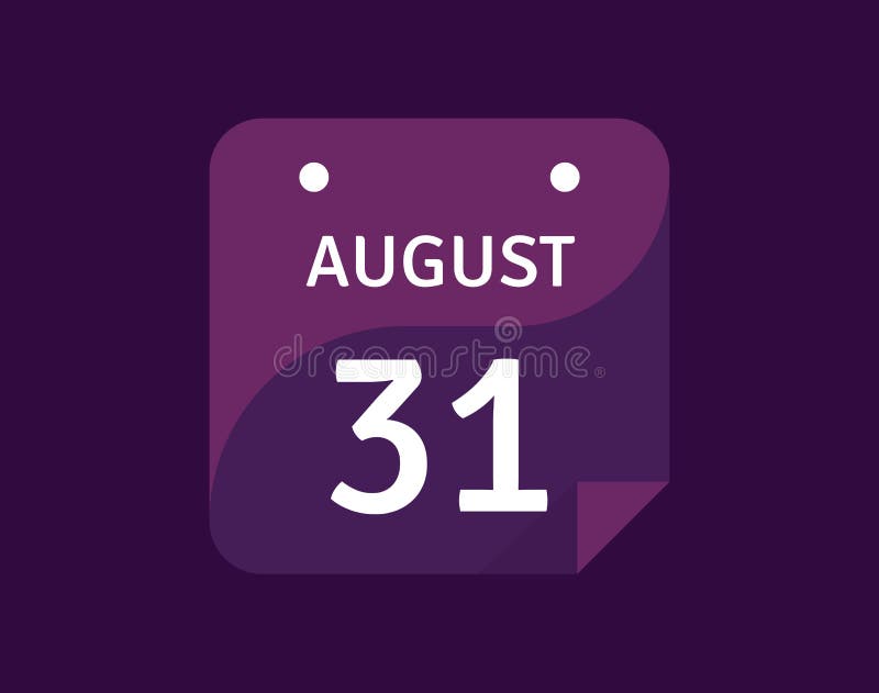 31 August, August 31 Icon Single Day Calendar Vector Illustration Stock ...