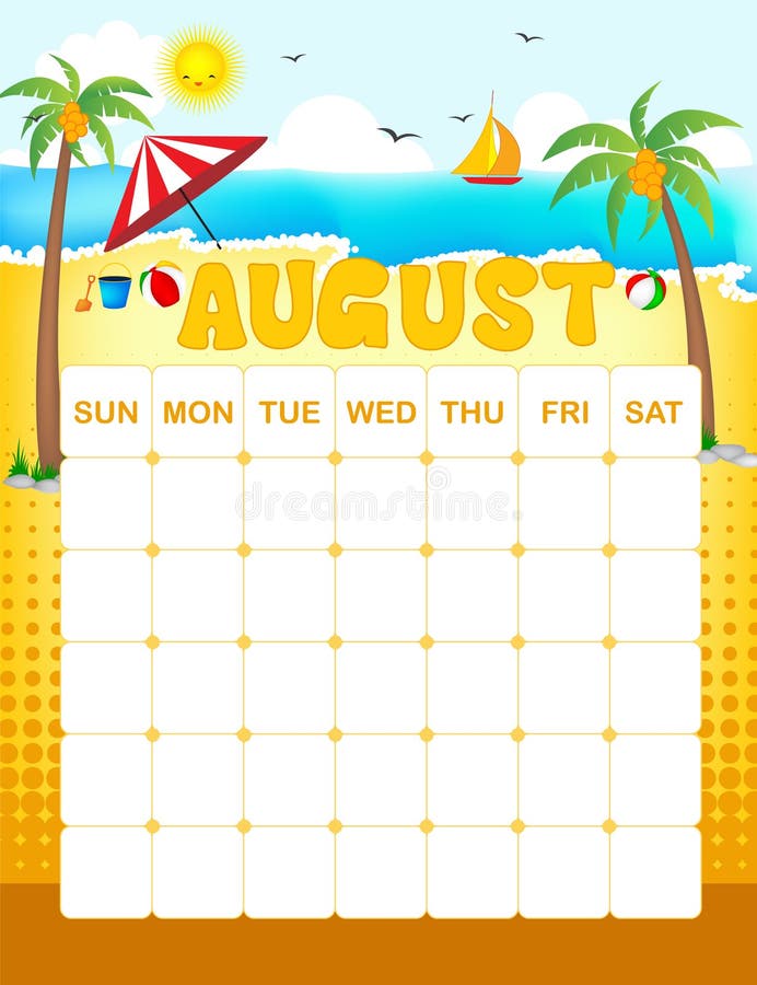 August-Kalender stock abbildung. Illustration von kalender - 85734753