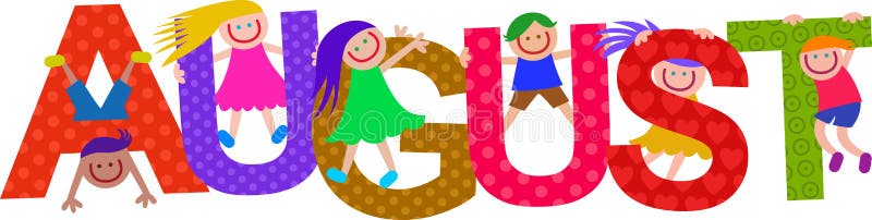 August Kids Text Title Felice Illustrazione di Stock - Illustrazione di ...