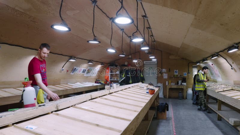 Core Logging and Sampling in a Small Room at the Gold Mine Site. Stock ...