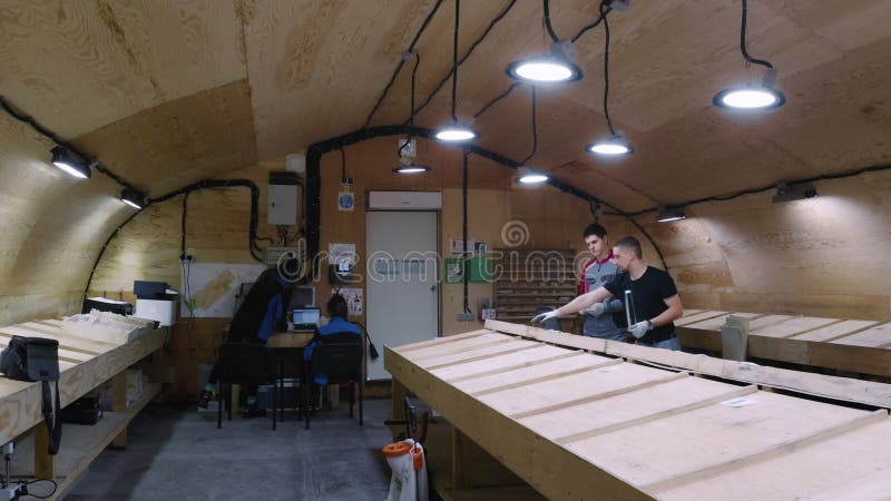 Core Logging and Sampling in a Small Room at the Gold Mine Site. Stock ...