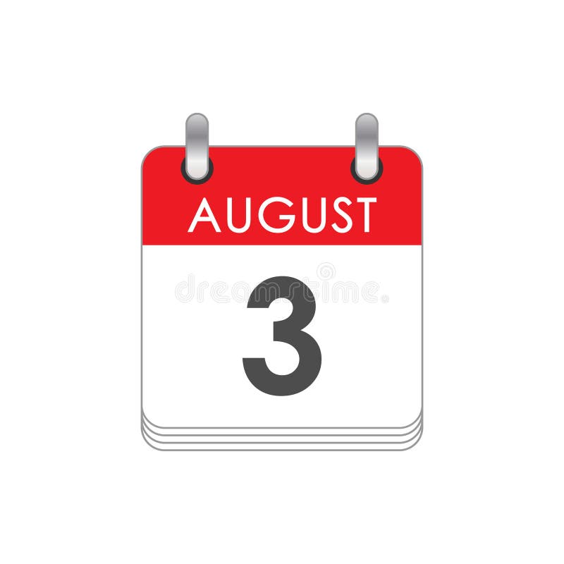 August 3. a Leaf of the Flip Calendar with the Date of August 3 Stock ...