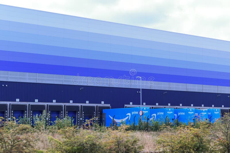 August 9, 2020 Milton Keynes/ UK - Amazon Prime Logo on Exterior of ...