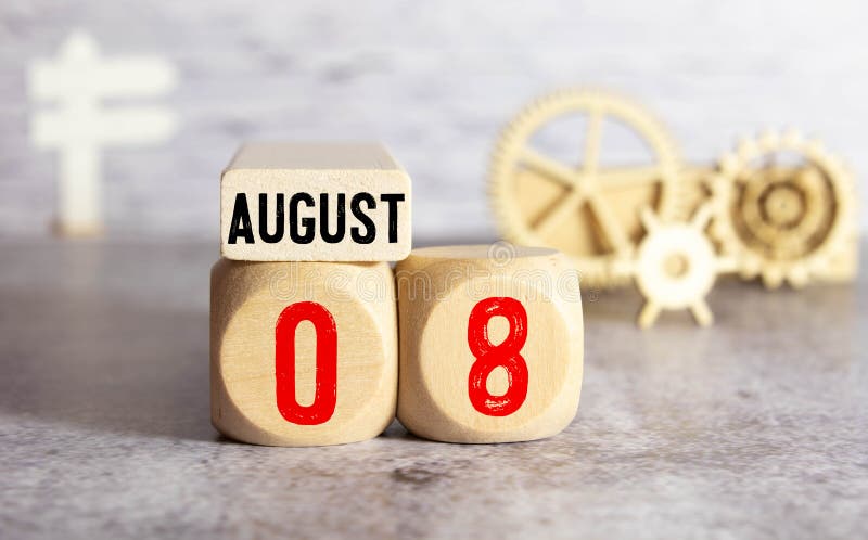 August Month, Appointment Date with Number Cube Design for Background ...