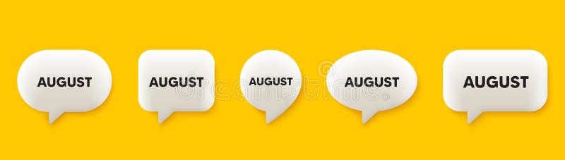 August Month Icon. Event Schedule Aug Date. 3d Speech Chat Bubbles ...