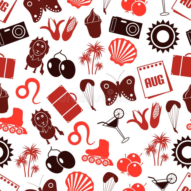 August Month Theme Set of Simple Outline Icons Eps10 Stock Vector ...