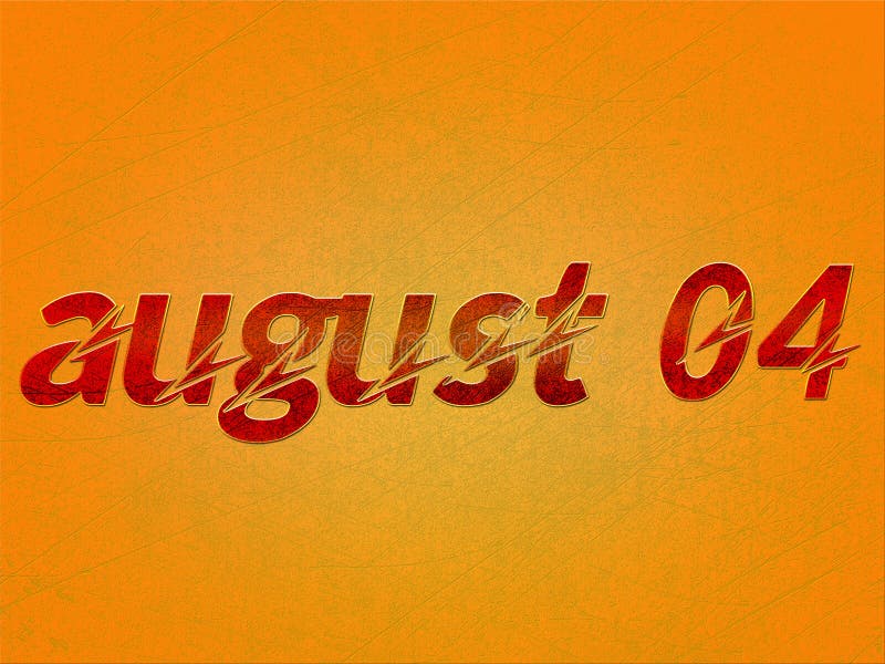04 August, Monthly Calendar on Yellow Background Stock Illustration ...