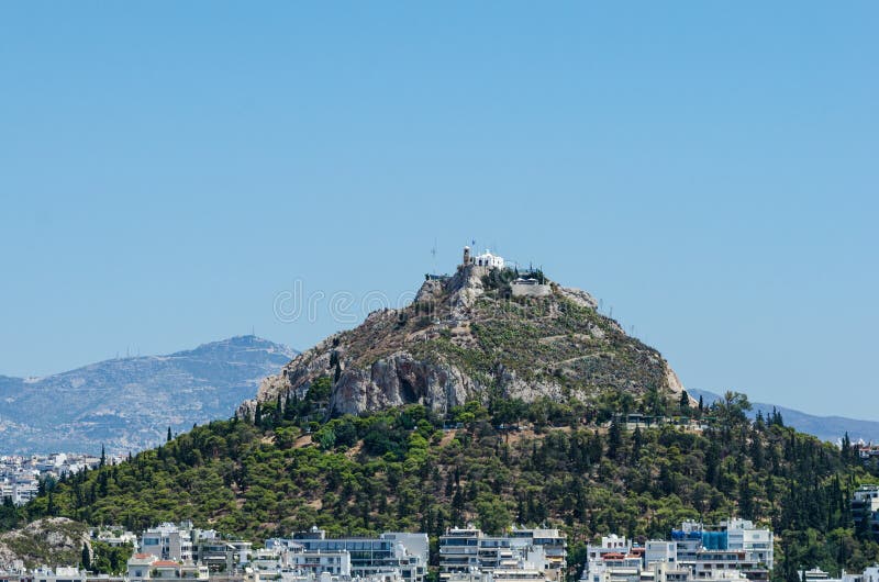 The Mount Lycabettus in Athens Seen from the Acropolis Stock Image ...