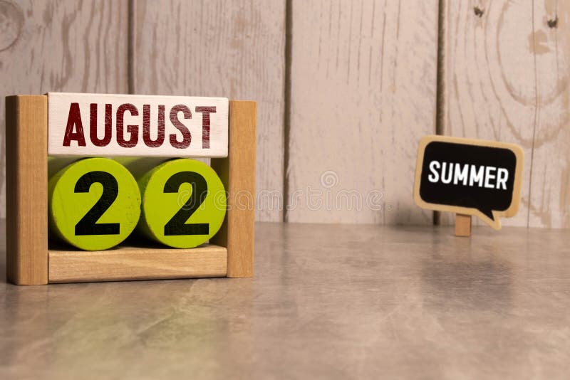 August 22nd. Image of August 22, Calendar on Yellow Background with ...