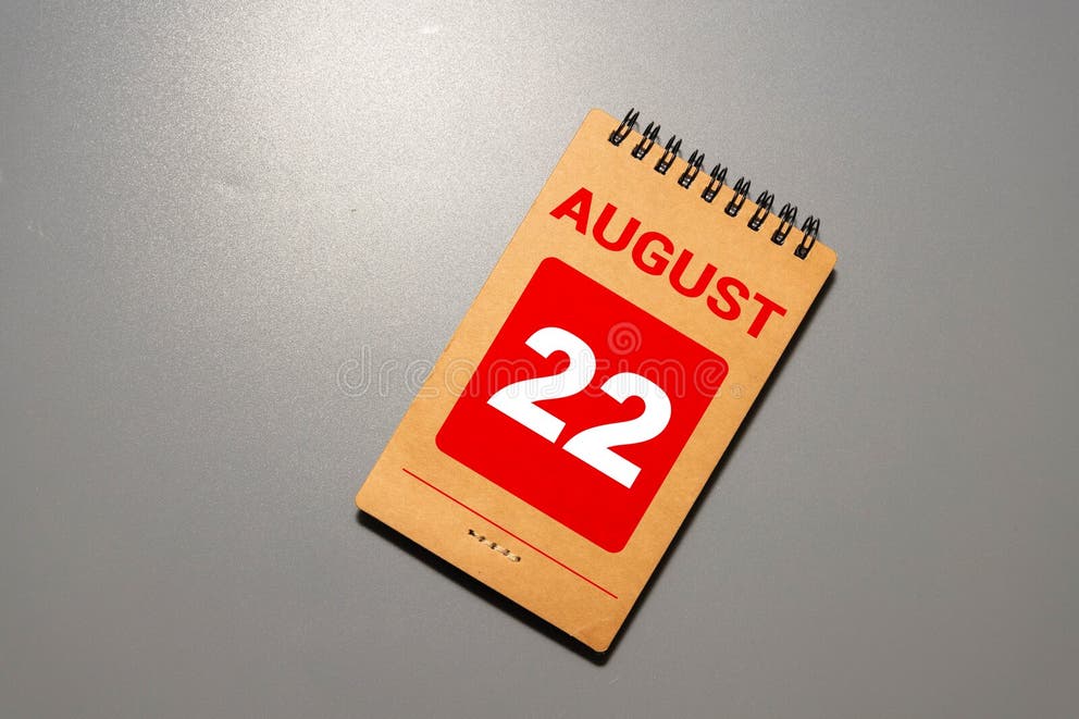 August 22nd. Image of August 22, Calendar on Yellow Background Stock ...