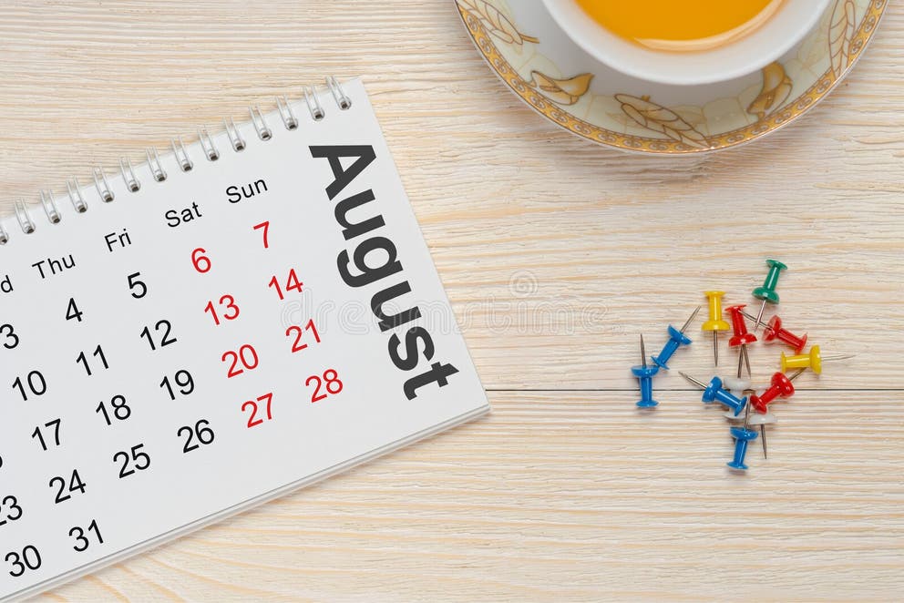 August notepad calendar stock image. Image of retro, calendar - 74765837