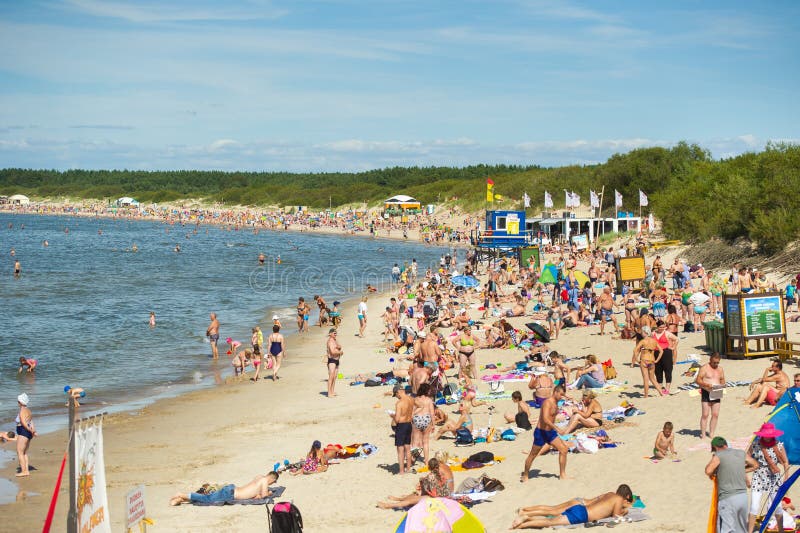 Palanga, Lithuania - Aug 03: People Are Relaxing On Sandy Beach Of The ...