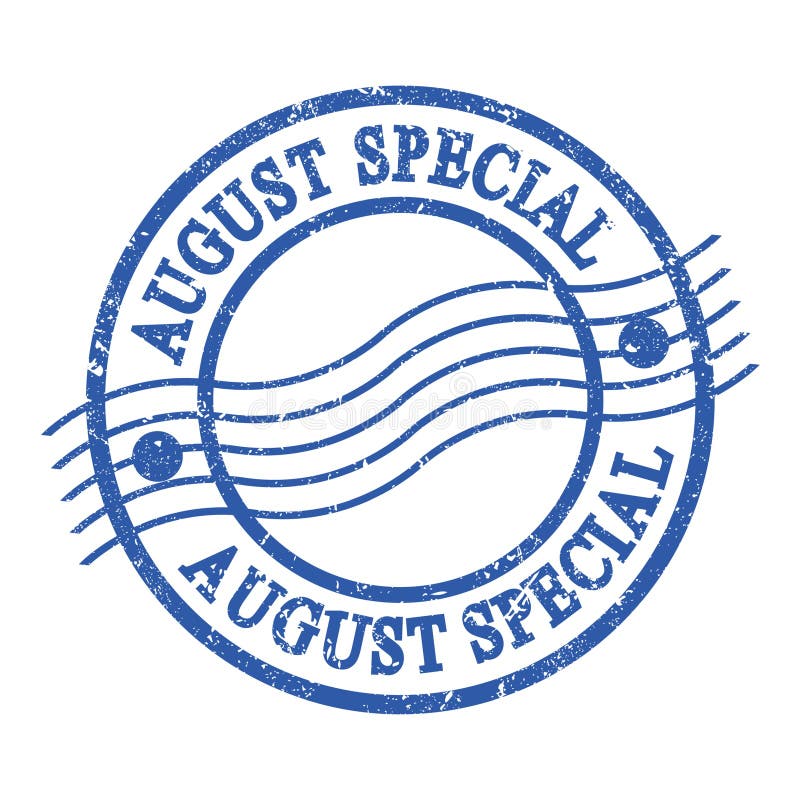 AUGUST SPECIAL, Text Written on Blue Postal Stamp Stock Illustration ...