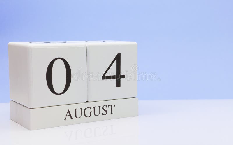 August 04st. Day 4 of Month, daily Calendar on White Table with ...
