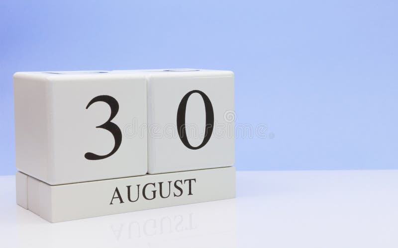 August 30st. Day 30 of Month, daily Calendar on White Table with ...