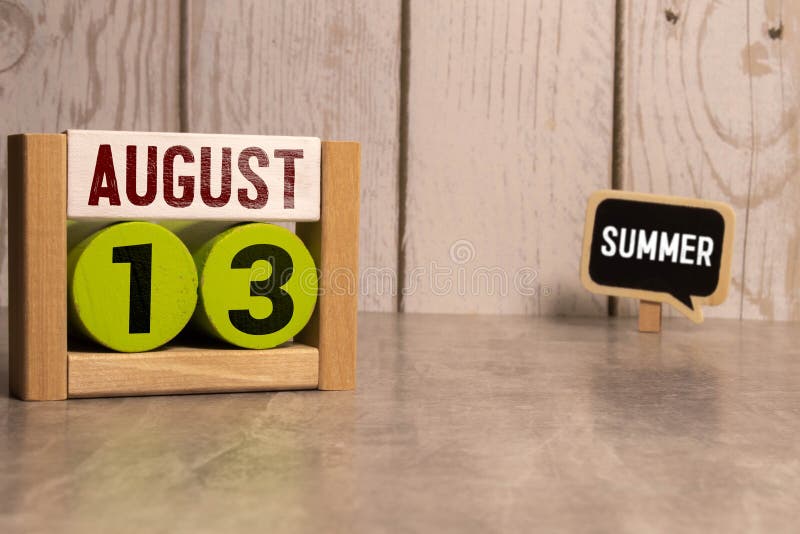 August 13st. Day 13 of Month, daily Calendar on White Table with ...