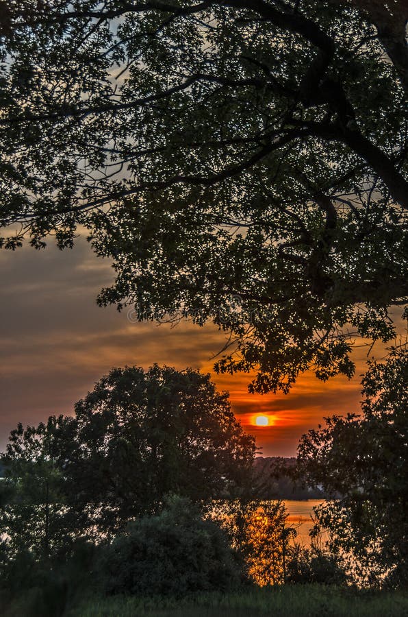 August Sunset on Manistee Lake Stock Image - Image of united, solitude ...