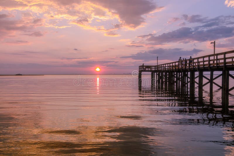August Sunset at Mobile Bay, Alabama Stock Image - Image of dusk ...