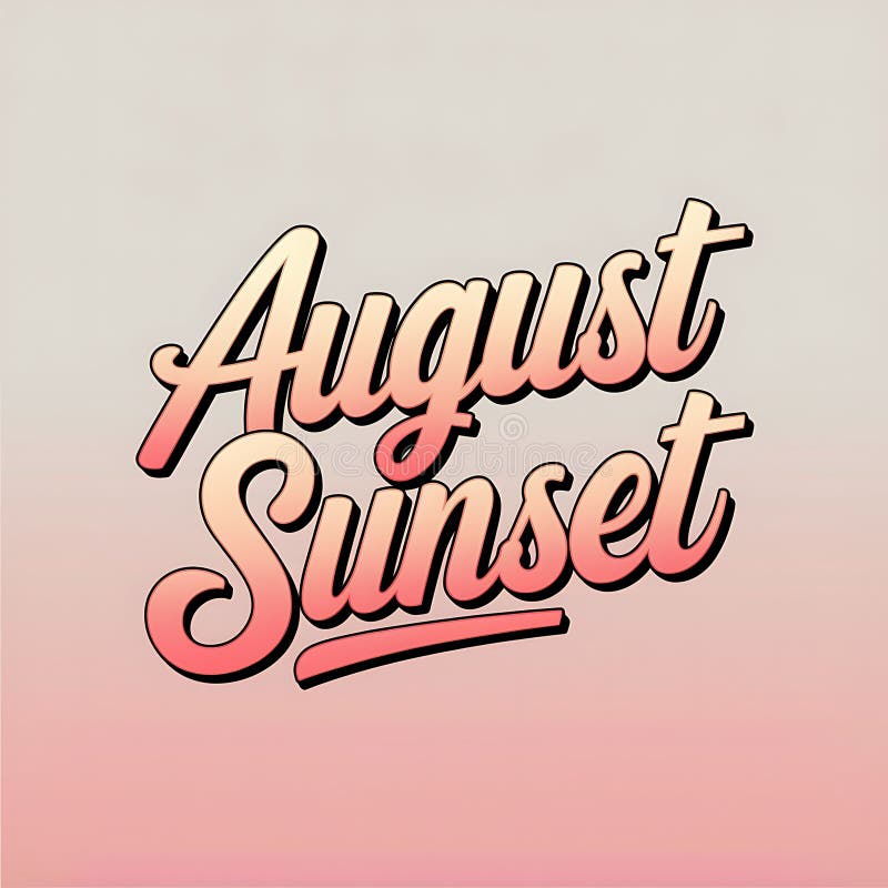 August Sunset Stylized Text Design Graphic Stock Image - Image of ...
