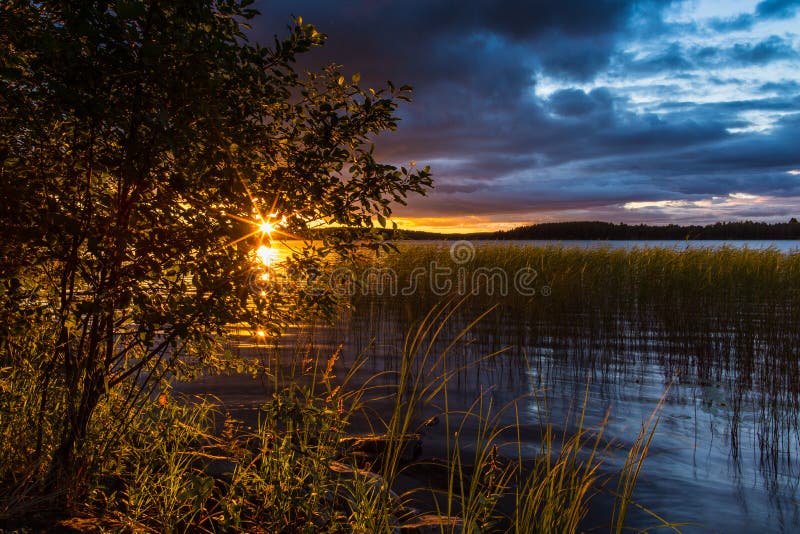 August sunset stock image. Image of water, shore, finland - 65144273