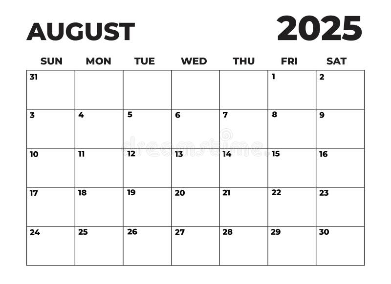 Monthly Planner August 2025, Minimalist Black and White Calendar ...