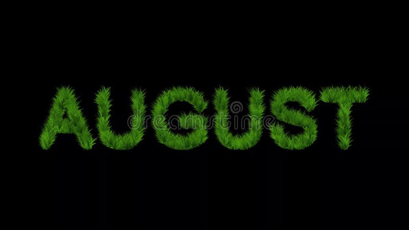 August Text with Green Grass Effect on Plain Black Background Stock ...