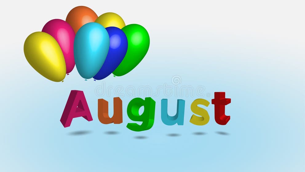 August Text with New Concept 3d Vector Format Stock Vector ...