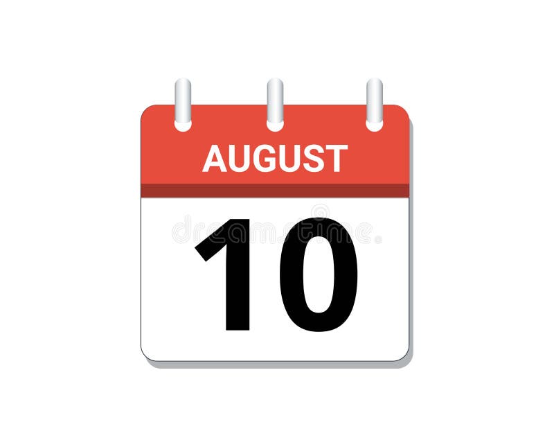August, 10th Calendar Icon Vector, Concept of Schedule, Business and ...