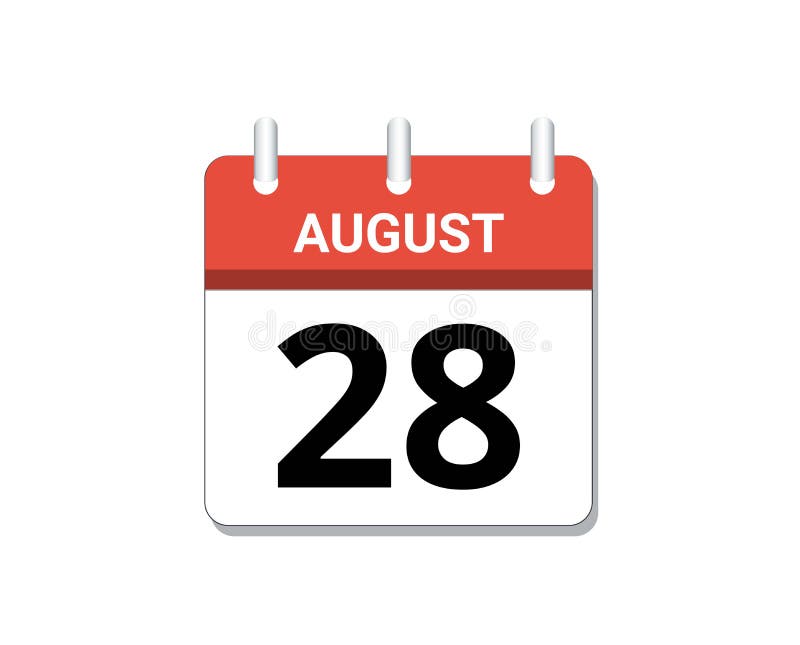 August, 28th Calendar Icon Vector, Concept of Schedule, Business and ...