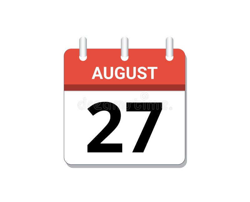 August, 27th Calendar Icon Vector, Concept of Schedule, Business and ...