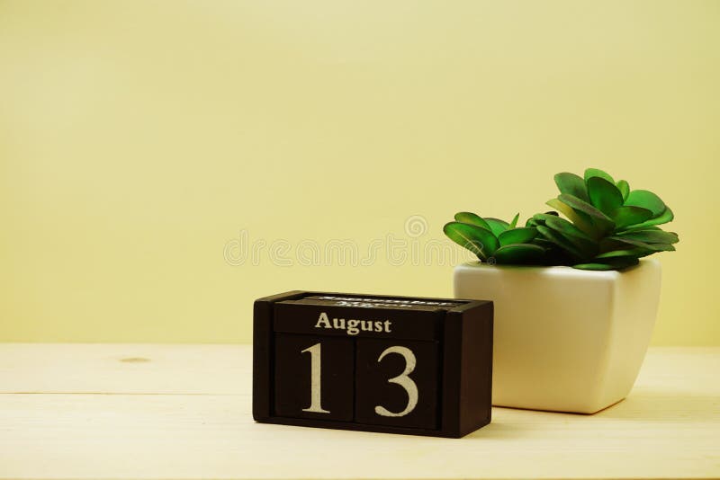 August 13th. Wood Cube Calendar with Date of Month and Day, Pink ...