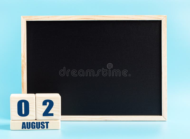 August 2th. Day 2 of Month, Cube Calendar with Date, Empty Frame on ...
