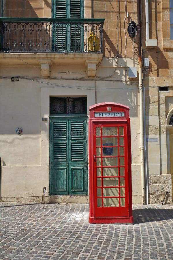 Malta: Red Vintage British Telephone Booth on Malta Stock Image - Image ...