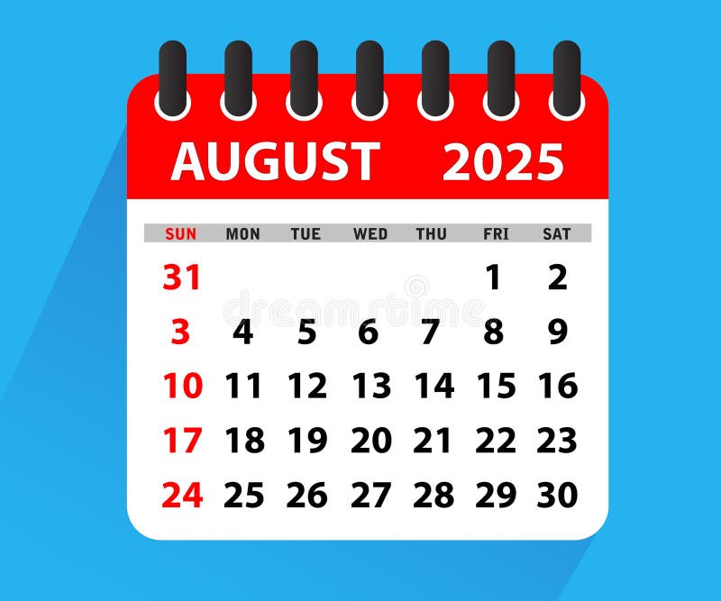 August 2025 Calendar Leaf. Calendar 2025 in Flat Style. August 2025 ...