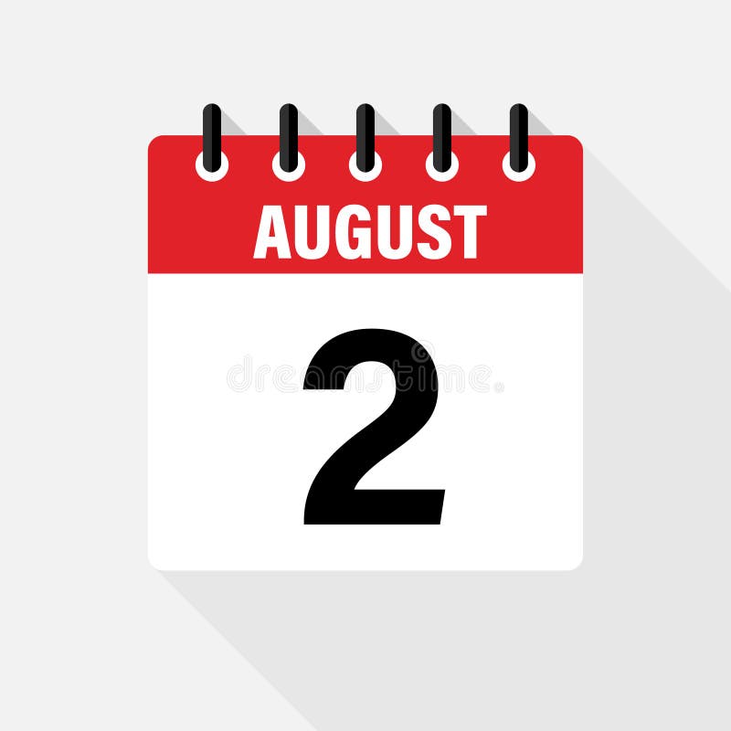 August . Vector Flat daily Calendar Icon. Date and Time, Day, Month ...