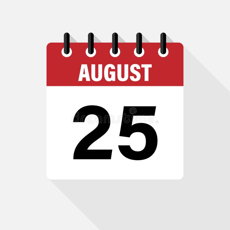 August . Vector Flat daily Calendar Icon. Date and Time, Day, Month ...