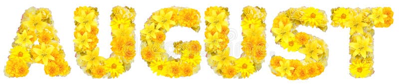 August stock photo. Image of bloom, summer, yellow, text - 286191820