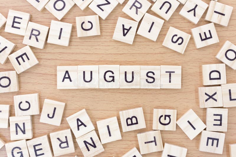 August Words with Wooden Blocks Stock Image - Image of leisure, diary ...