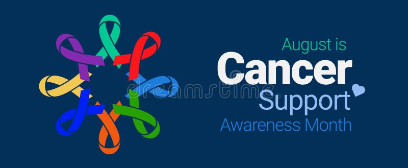 August is World Cancer Support Month Vector Banner. Flat and Colorful ...