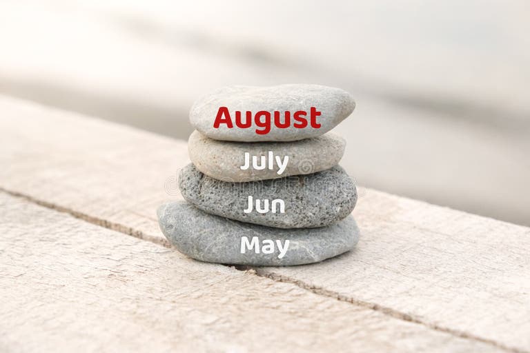 August Writing on the Stones. Eighth Month of the Year Stock Image ...