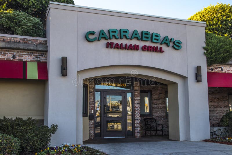 Carrabbas Italian Grill Restaurant Entrance And Sign Close Up Editorial
